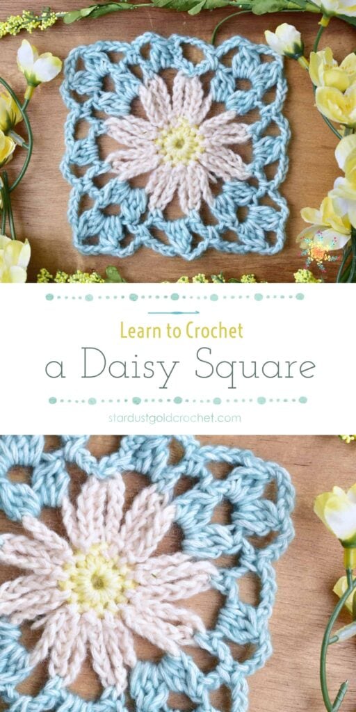 Crochet Daisy Granny Square Tutorial - Stardust Gold Crochet
