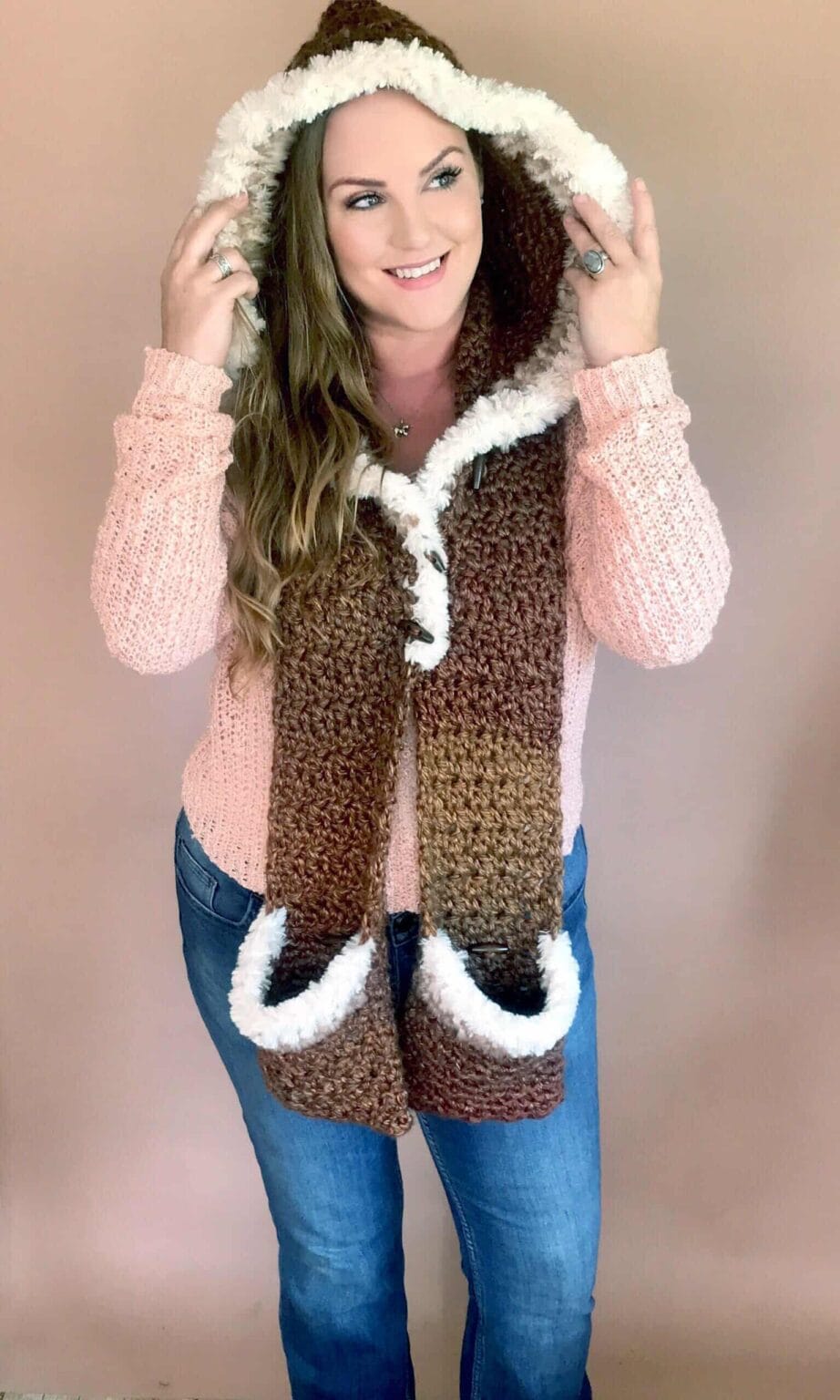 Easy Crochet Hooded Pocket Scarf | Free Crochet Pattern - Stardust Gold ...