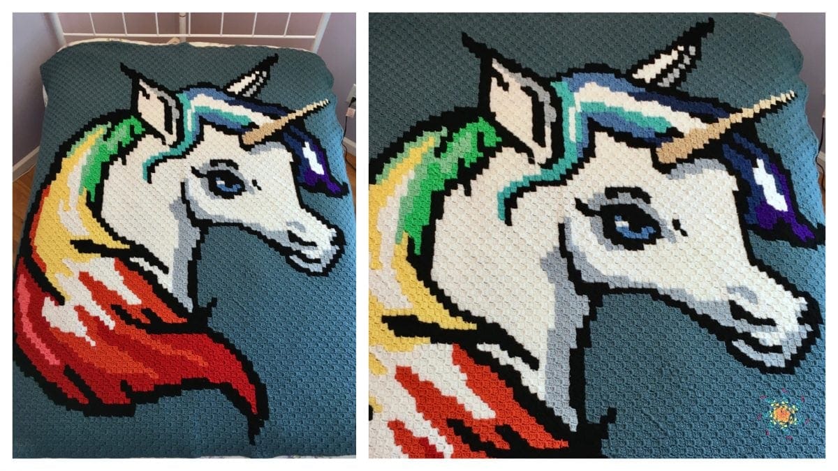 Rainbow Unicorn Graphgan C2C & Row by Row Written Pattern - Stardust ...