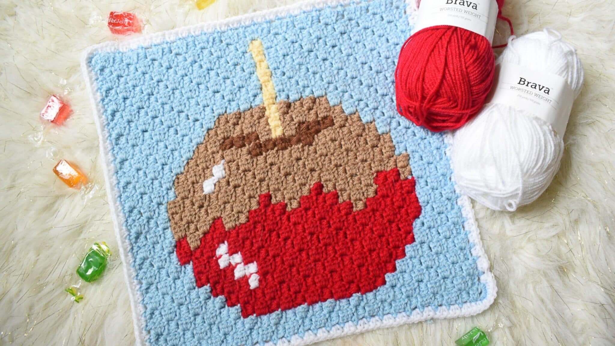 C2C Candy Apple Crochet Blanket Square | Sweet Treats CAL Blog Hop ...