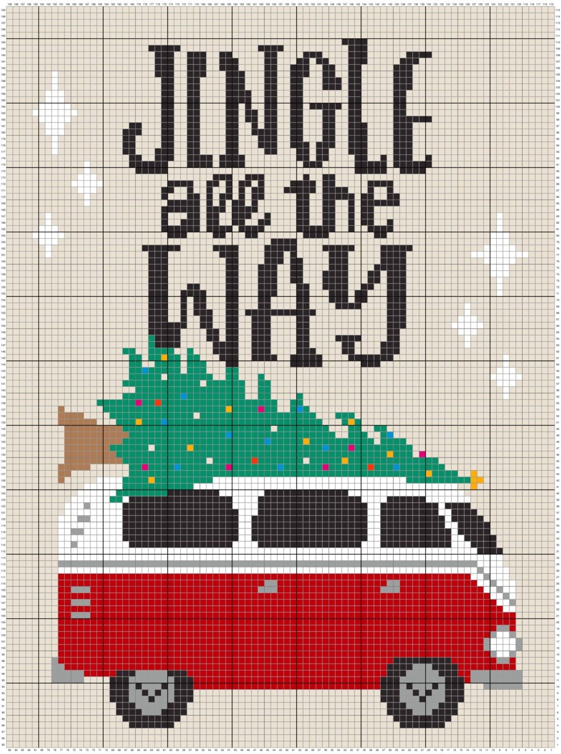 Retro VW Bus Crochet Blanket Pattern (Classic Red) - Stardust Gold Crochet