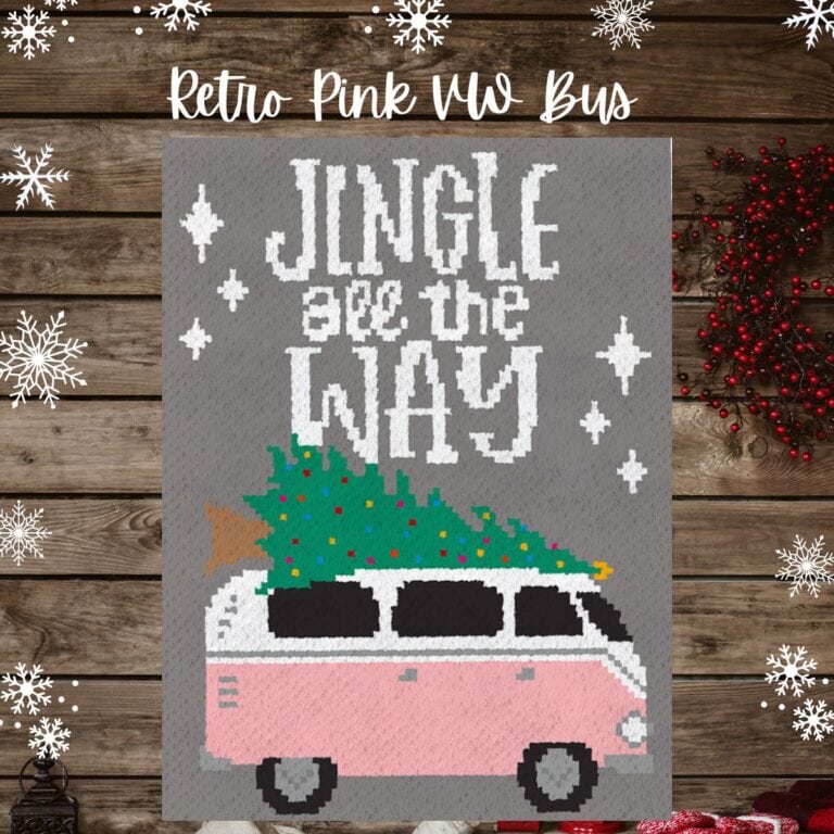 Vintage VW Bus Crochet Blanket Pattern (Retro Pink) - Stardust Gold Crochet