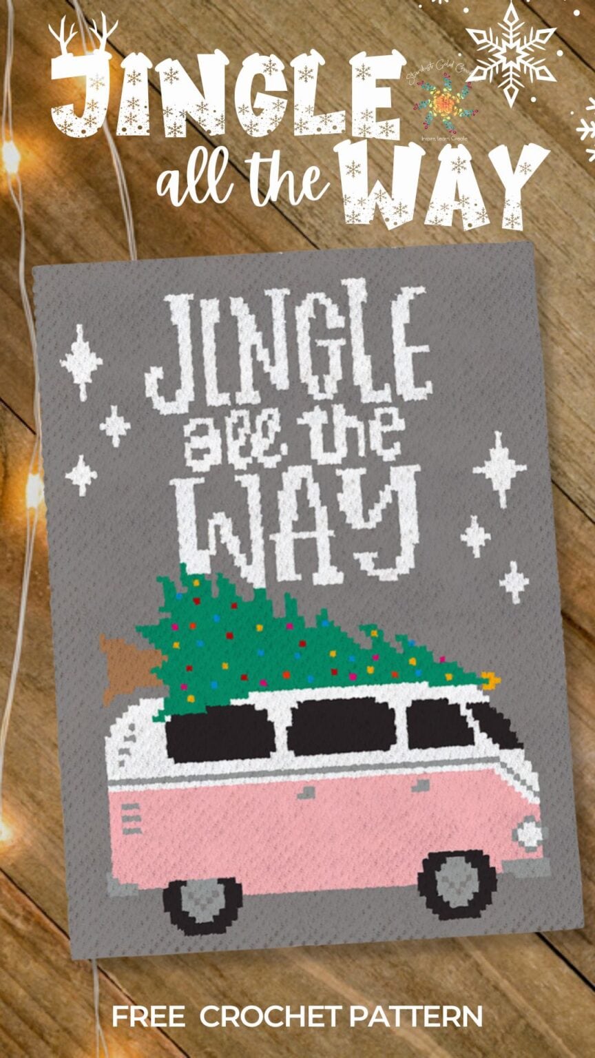 Vintage VW Bus Crochet Blanket Pattern (Retro Pink) - Stardust Gold Crochet