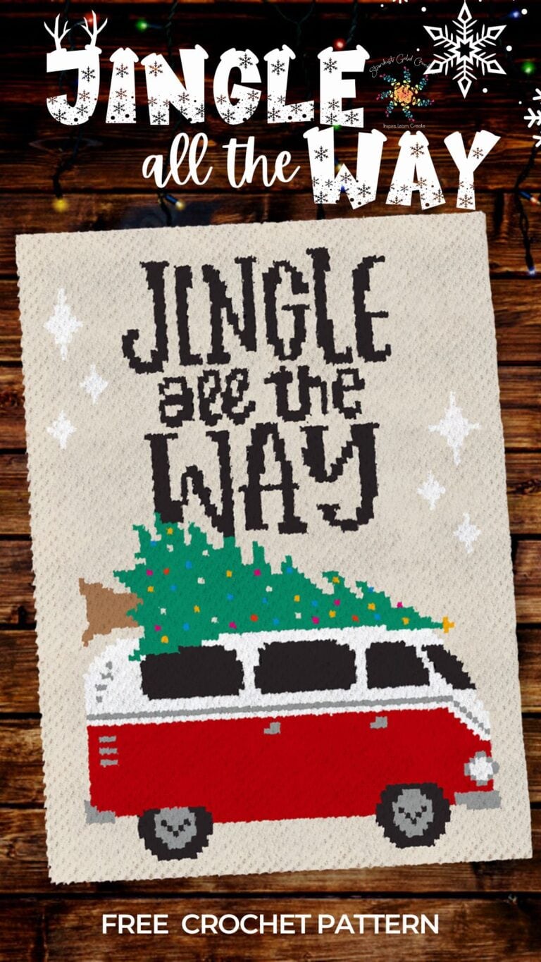 Retro VW Bus Crochet Blanket Pattern (Classic Red) - Stardust Gold Crochet