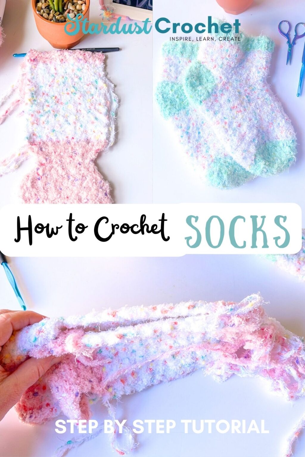 How to Crochet Socks the Easy Way (Step by Step) - Stardust Gold Crochet