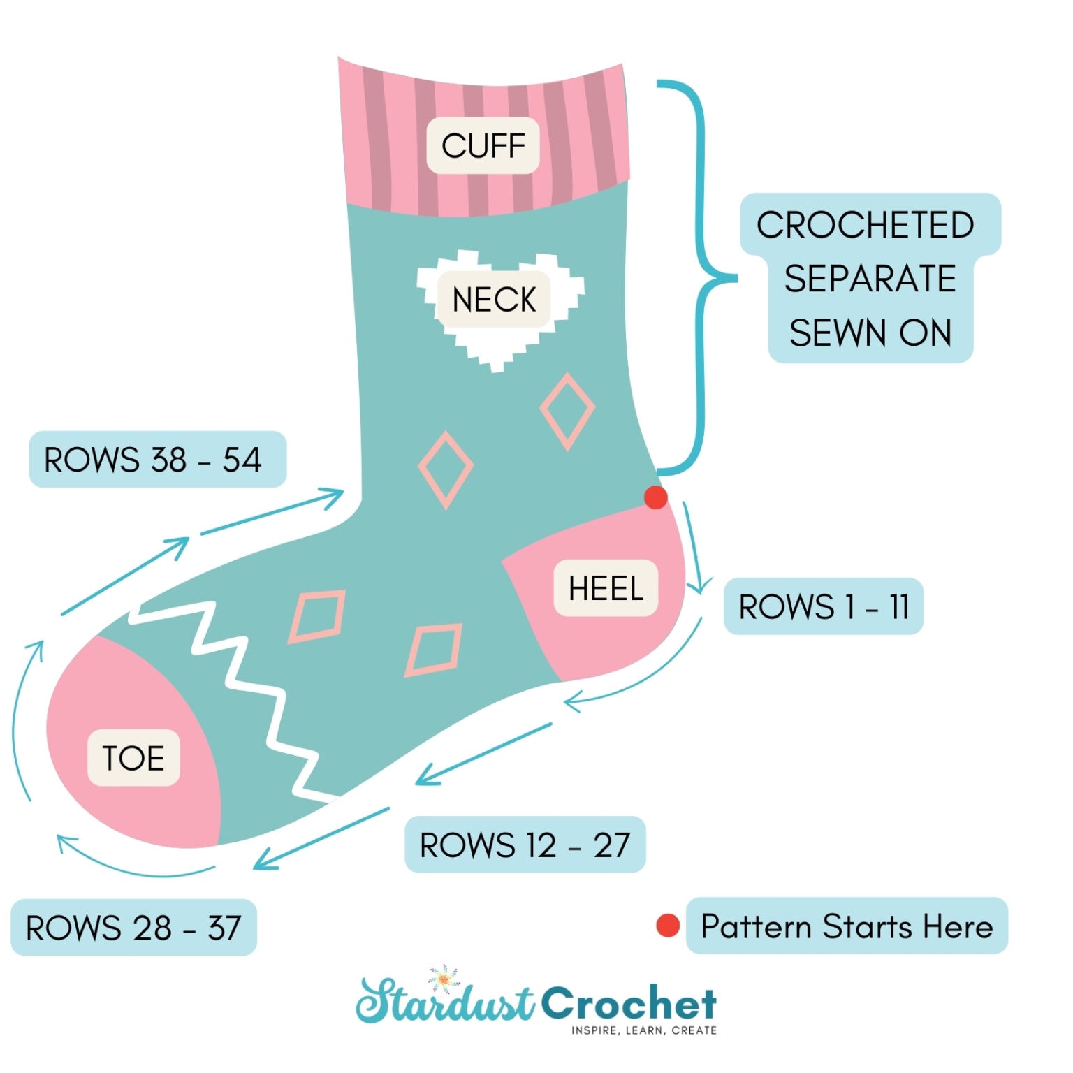 How to Crochet Socks the Easy Way (Step by Step) - Stardust Gold Crochet