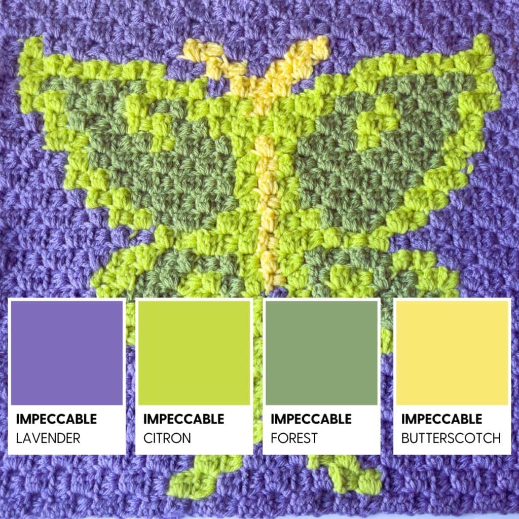 Whimsical Luna Moth Crochet Pattern C2C - Stardust Gold Crochet