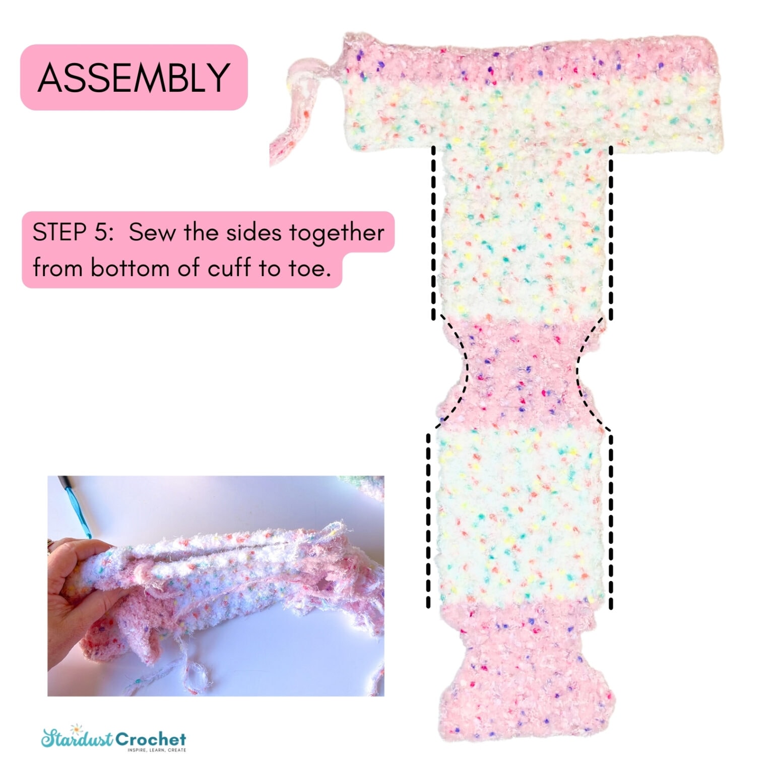 How to Crochet Socks the Easy Way (Step by Step) - Stardust Gold Crochet