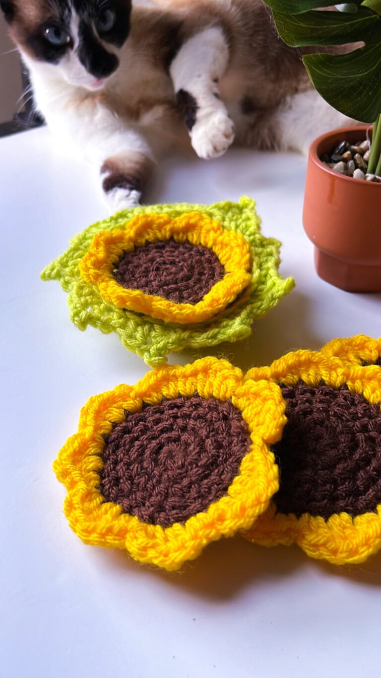 Crochet Sunflower Coasters to Brighten Your Day (Free Pattern ...