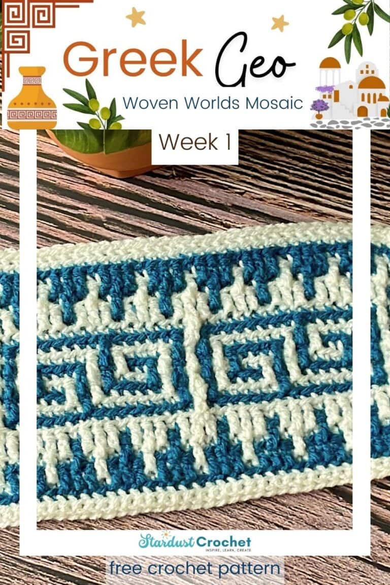 Greek Tiles Inspired Mosaic Crochet Blanket Pattern - Stardust Gold Crochet