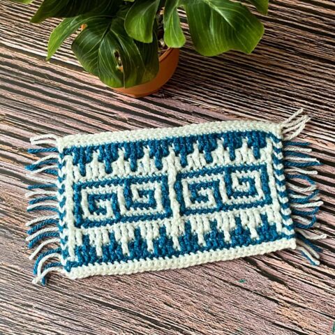 Greek Tiles Inspired Mosaic Crochet Blanket Pattern - Stardust Gold Crochet