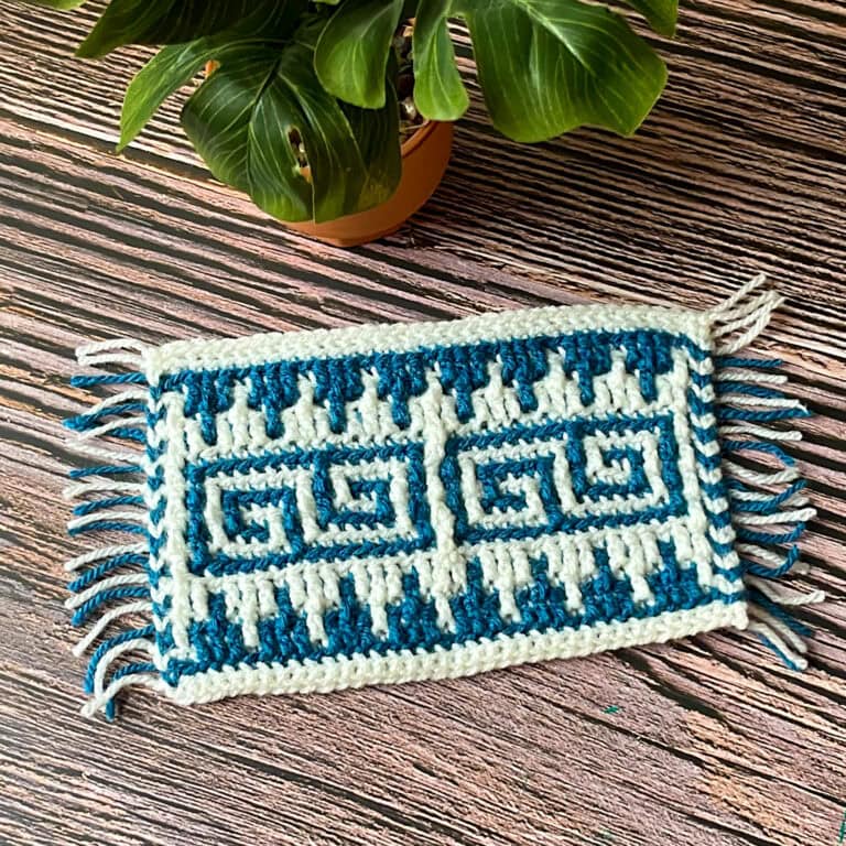 Greek Tiles Inspired Mosaic Crochet Blanket Pattern - Stardust Gold Crochet