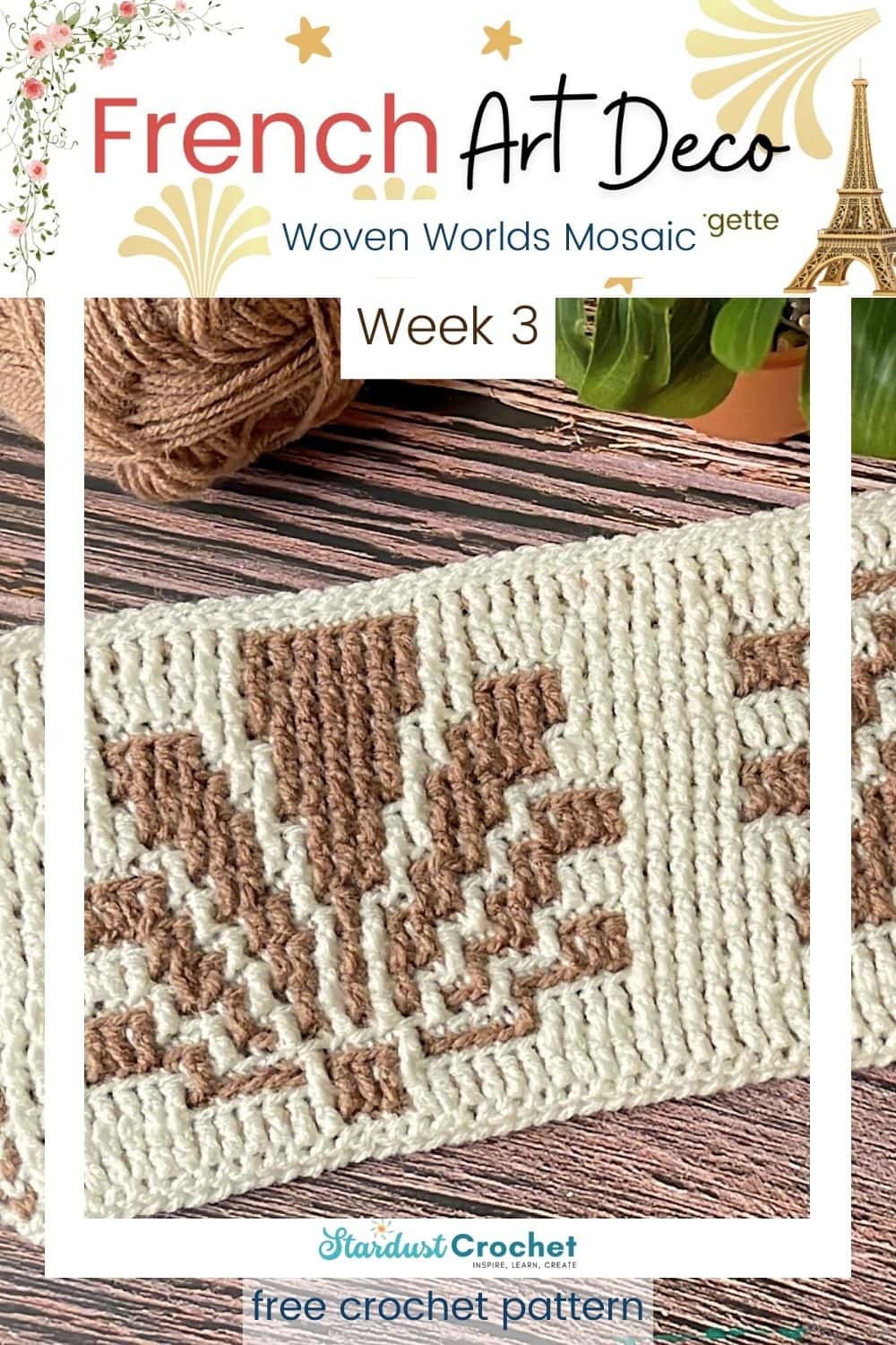 French Art Deco Mosaic Crochet Blanket Pattern - Stardust Gold Crochet